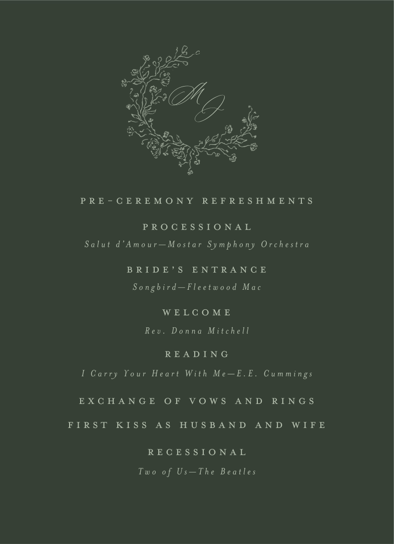 Sequoia | Deep Forest | Zola Wedding Programs