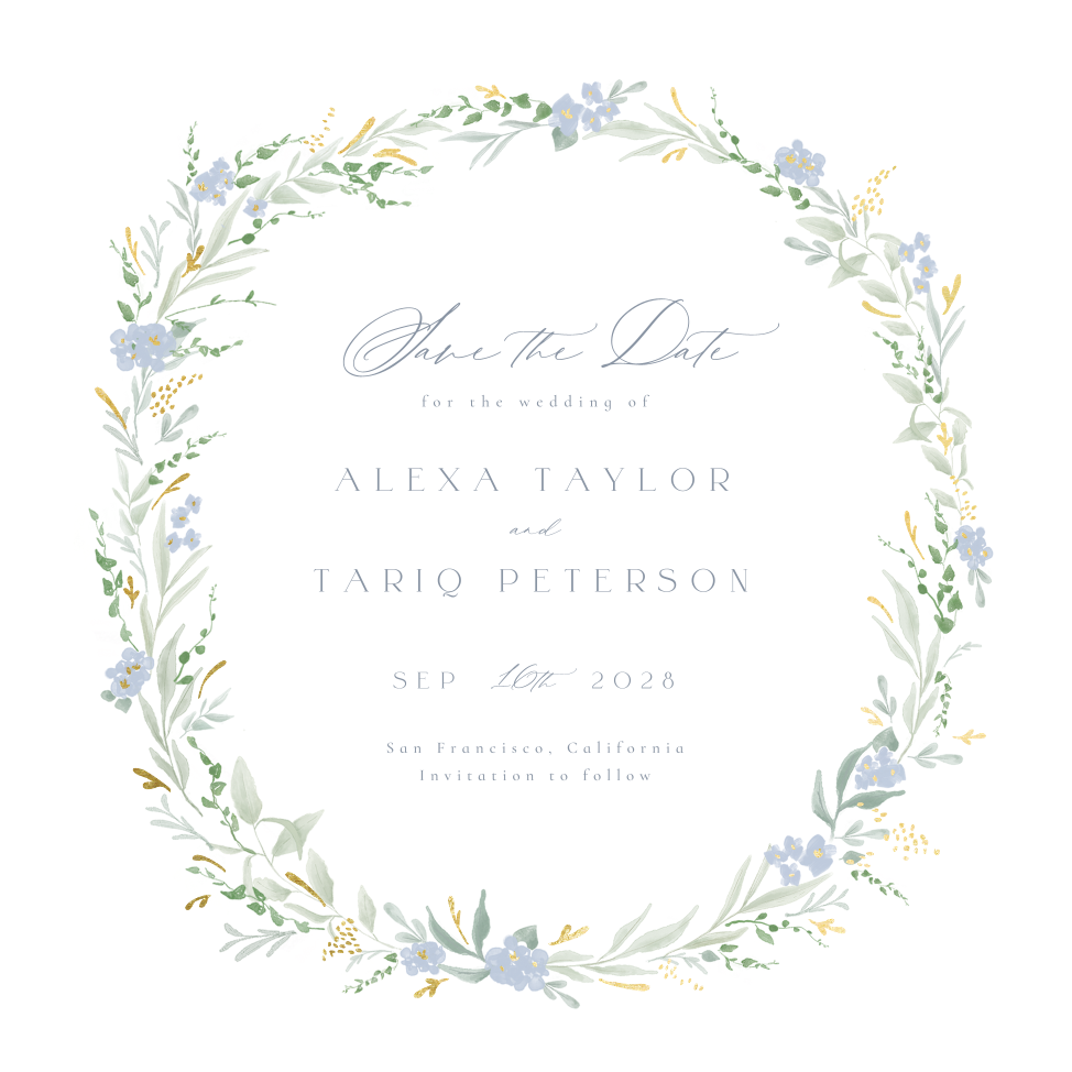 Darcy Square Foil | Periwinkle Gray | Zola Save The Dates