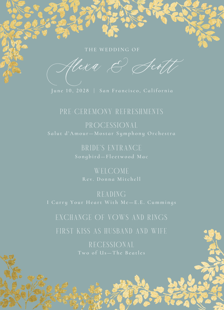 Calla Foil | Blue Sage | Zola Wedding Programs