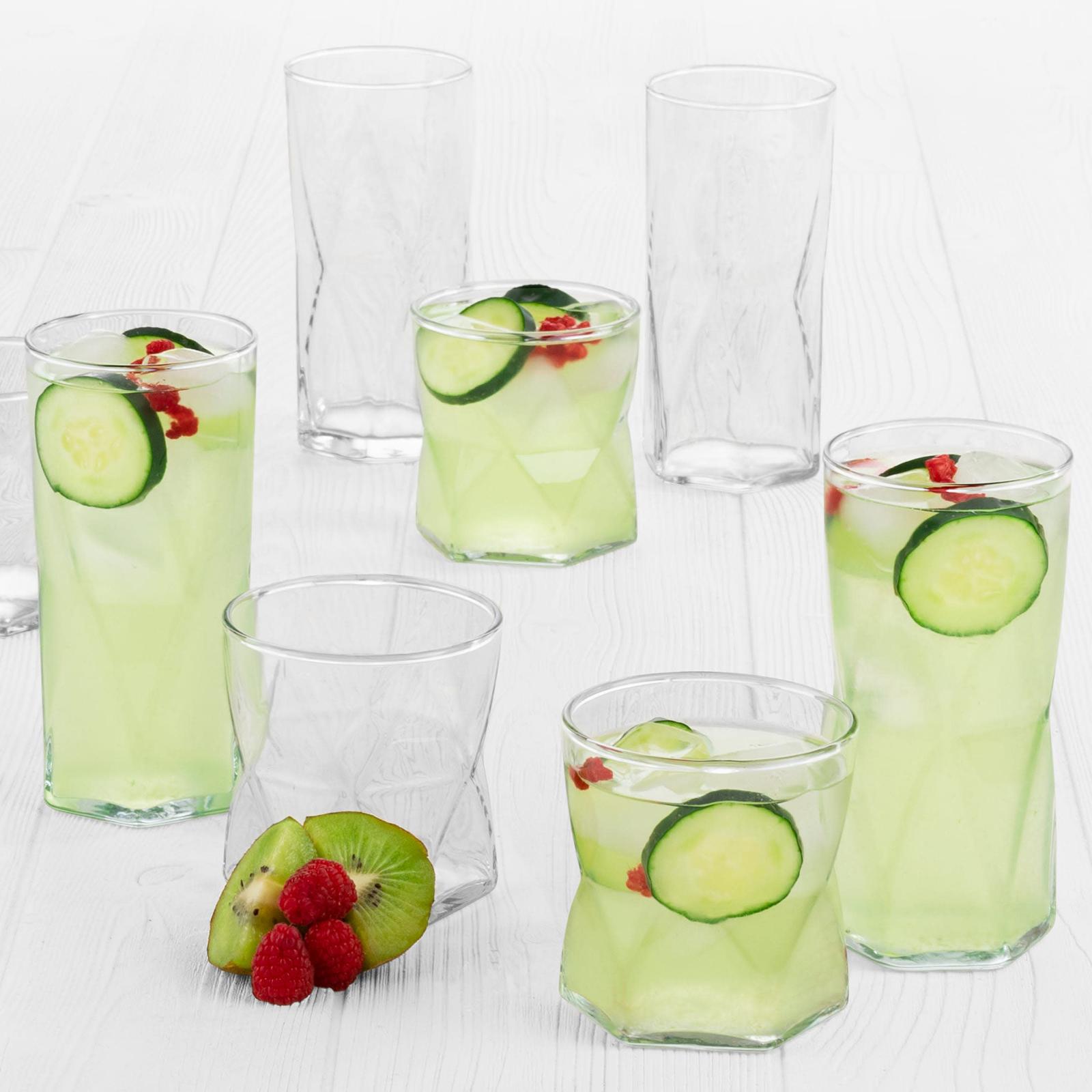 Libbey, Rhombus 16-Piece Tumbler and Rocks Glass Set | Zola